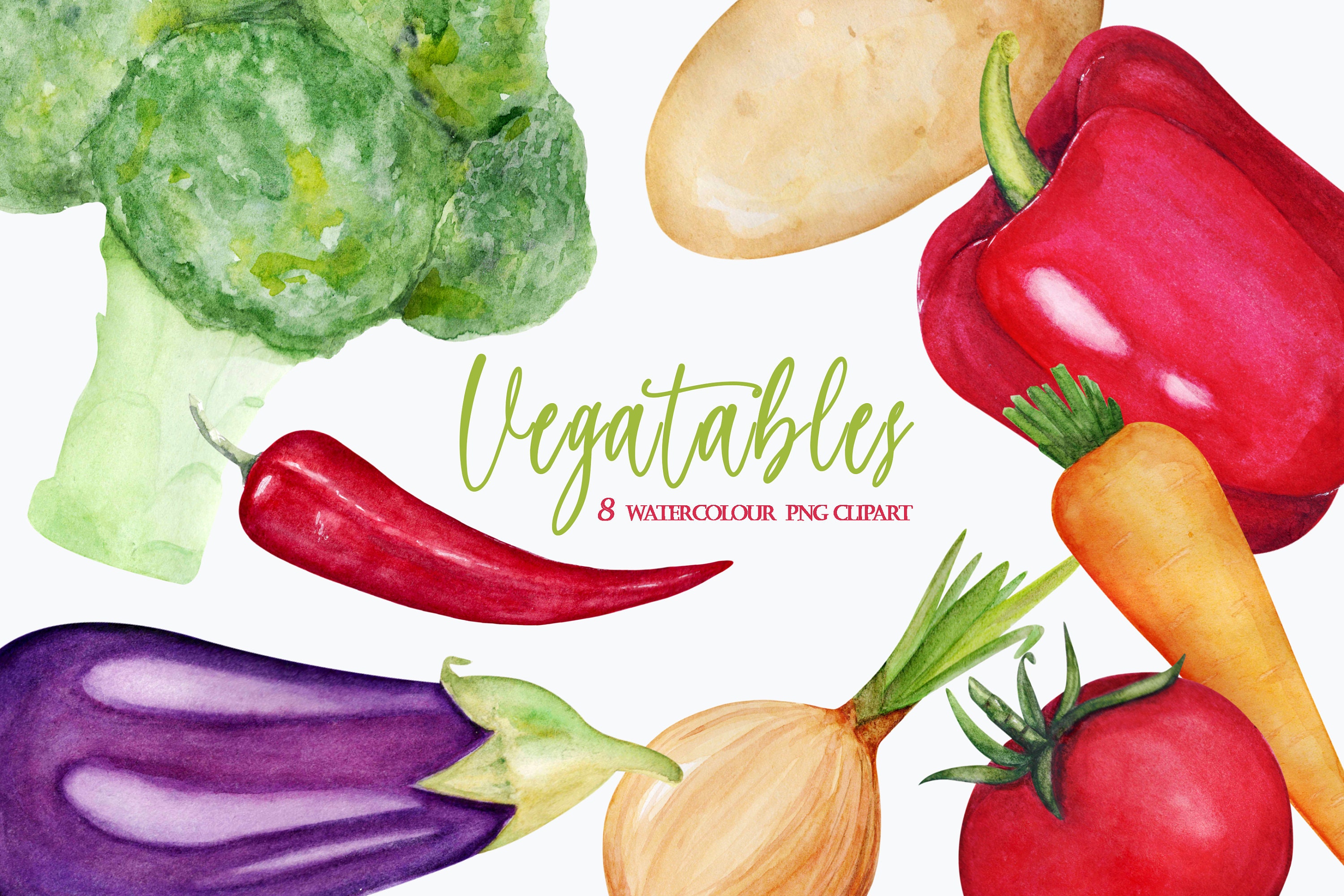 Watercolor Vegetable Clipart Set, Hand Painted Clip Art, PNG - Etsy