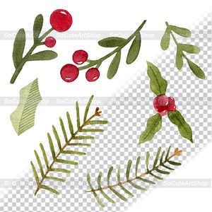 Watercolor Christmas Clipart Holiday PNG Elements/christmas - Etsy
