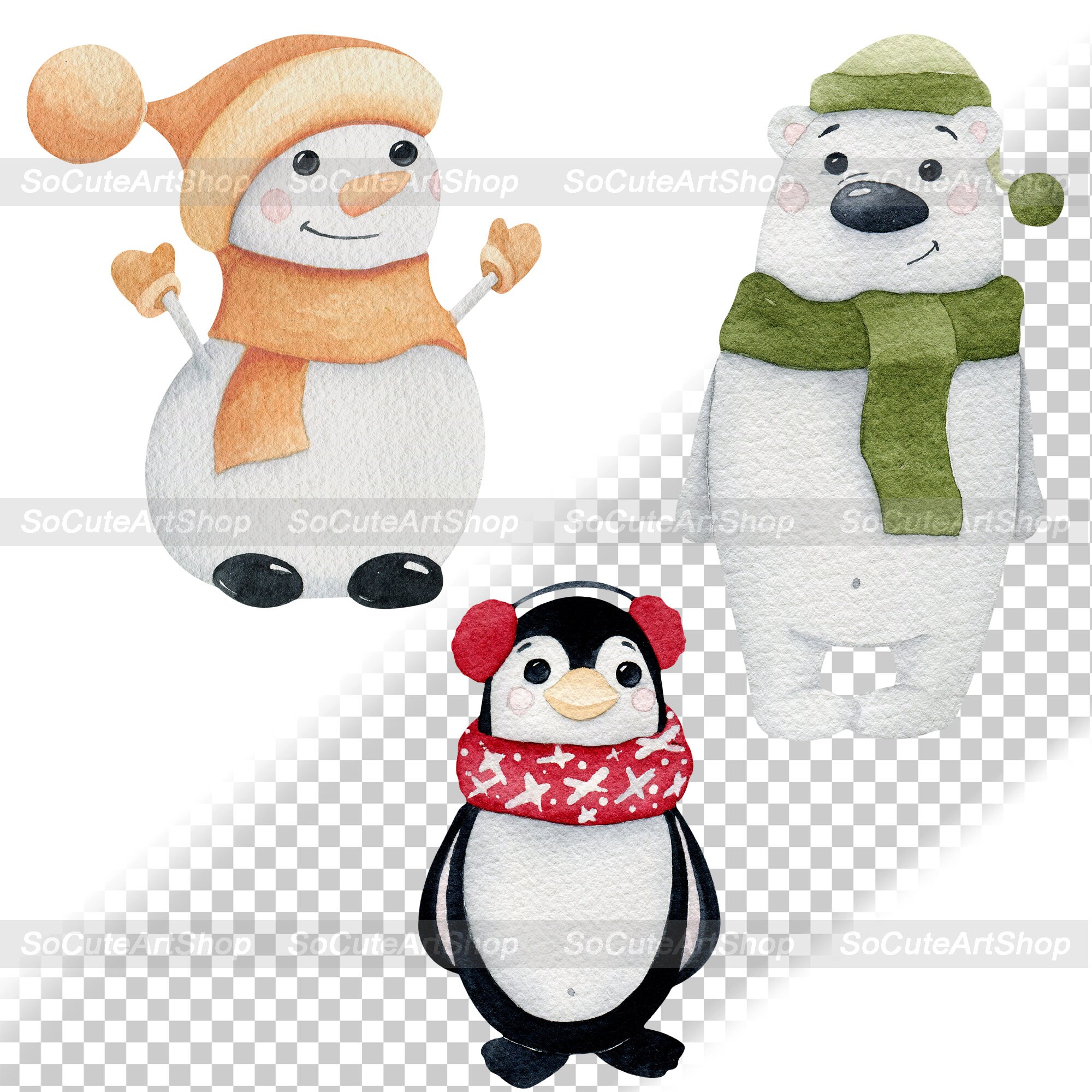 Watercolor Christmas Clipart Holiday PNG Elements/christmas - Etsy