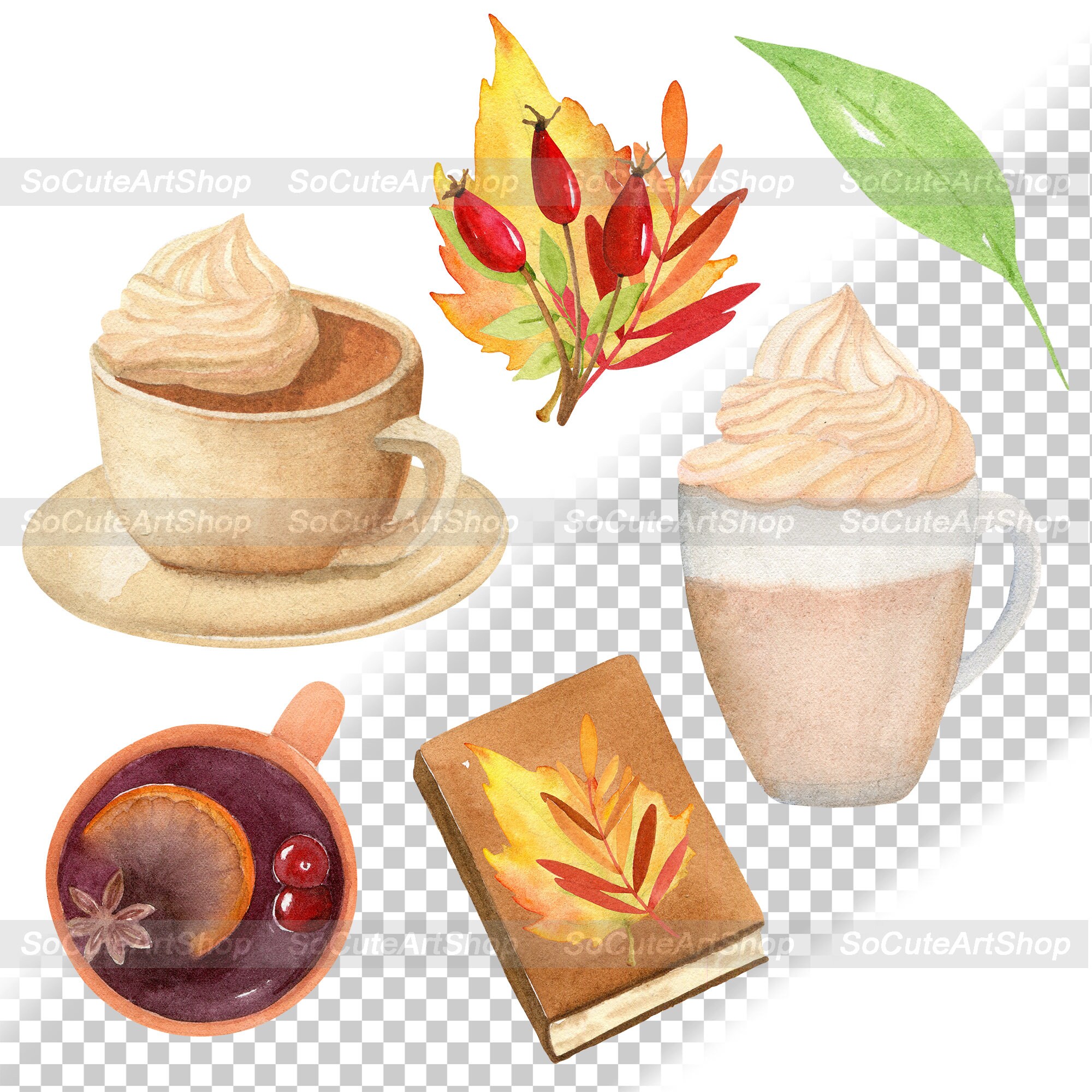 Cozy Autumn Clipart Watercolor Fall Png Digital Thanksgiving - Etsy