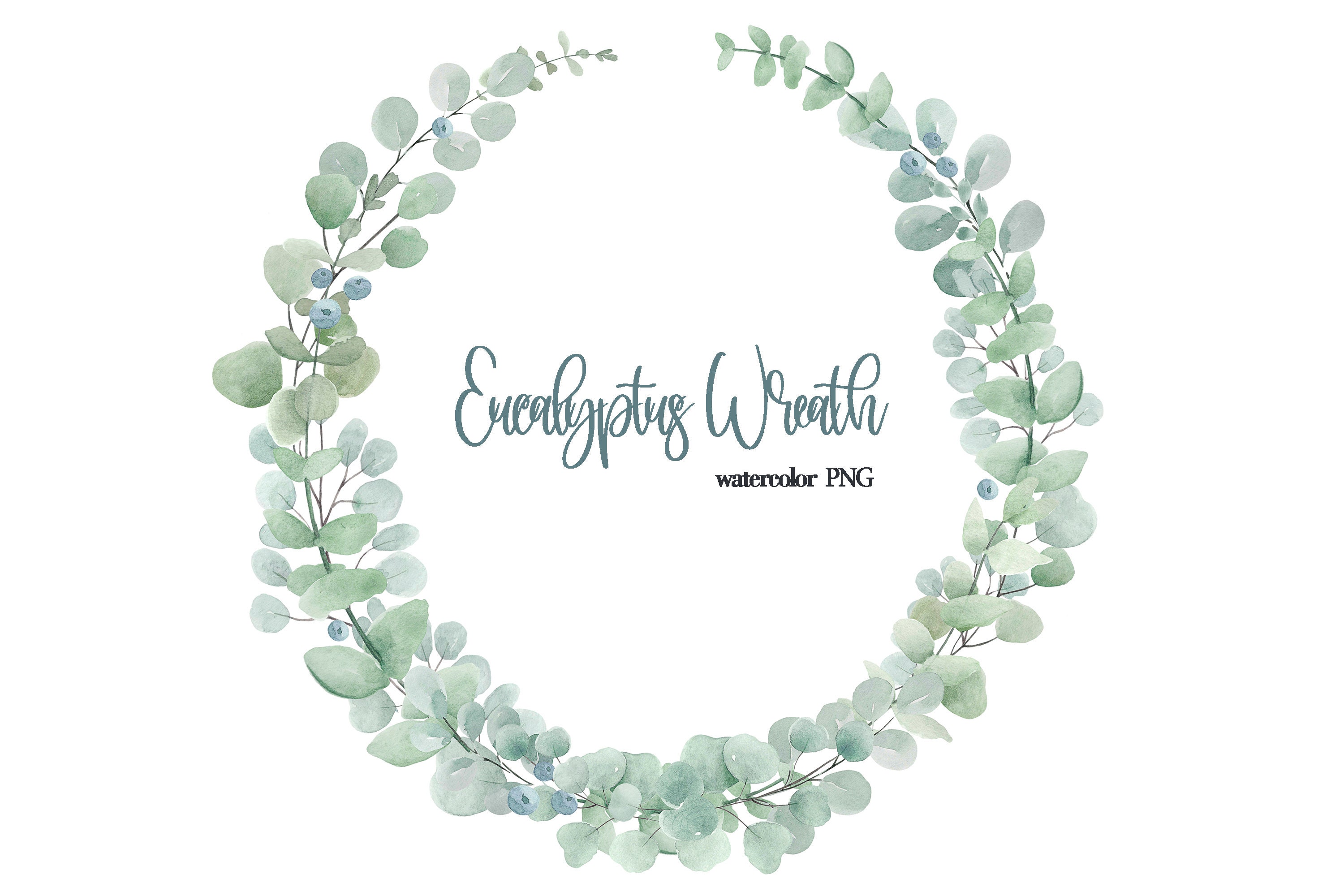 Watercolor Eucalyptus Wreath Clipart. Greenery Frames Eucalyptus Border ...