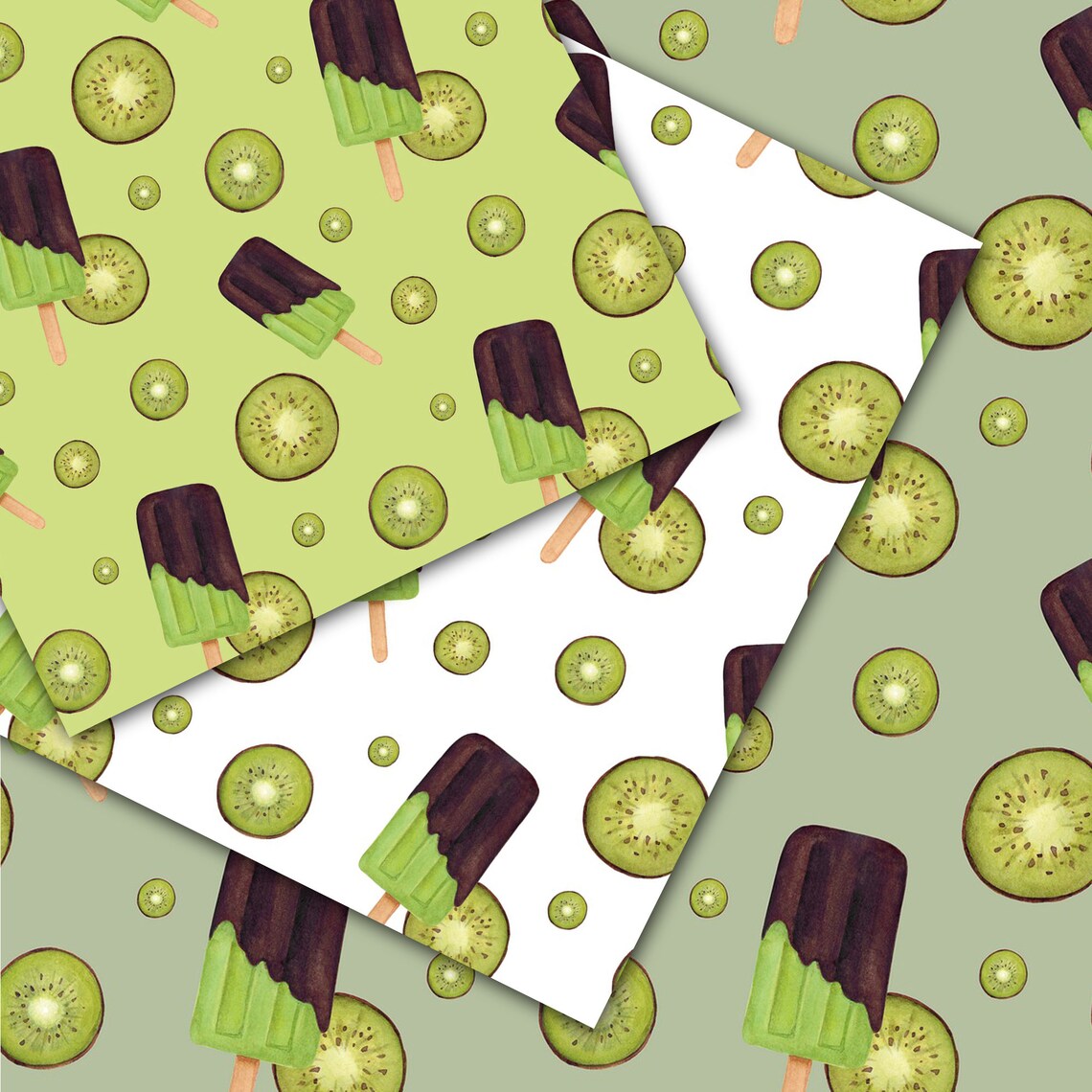 Watercolor Ice Cream Digital Paper Summer Digital Paper - Etsy