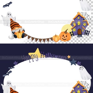 Halloween Frame Clipart Png. Watercolor Cute Halloween Border Set ...