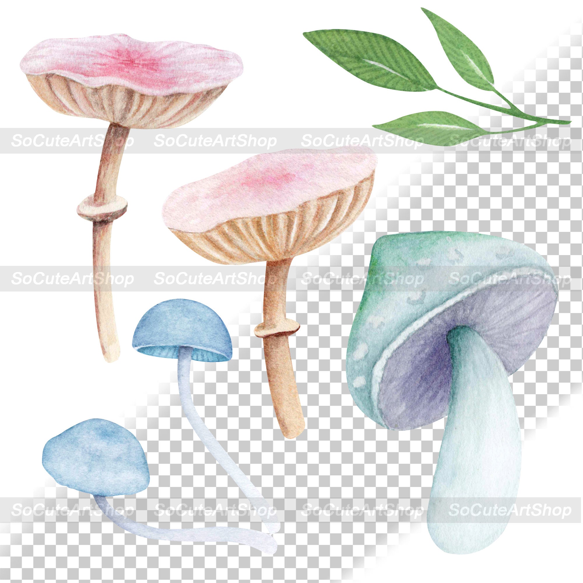 Watercolor Magic Mushroom Art PNG Clipart, Floral Clip Art, Kawaii ...
