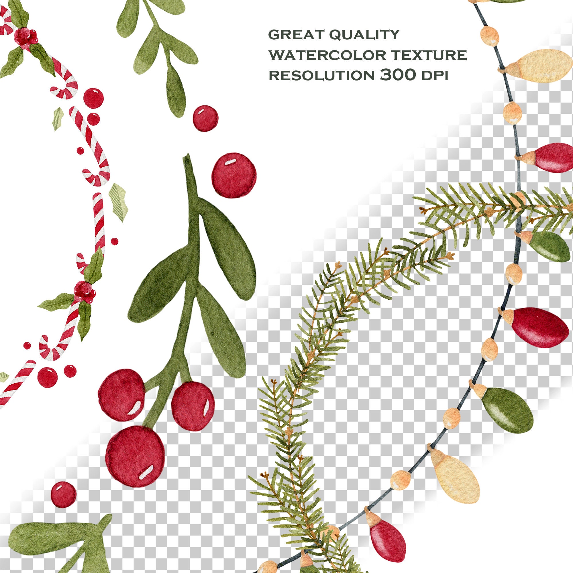 Watercolor Merry Christmas Frame Png Clipart/holiday Winter Border ...