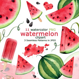 Watercolor Watermelon Clipart Set for Summer Party Invitations, Instant ...