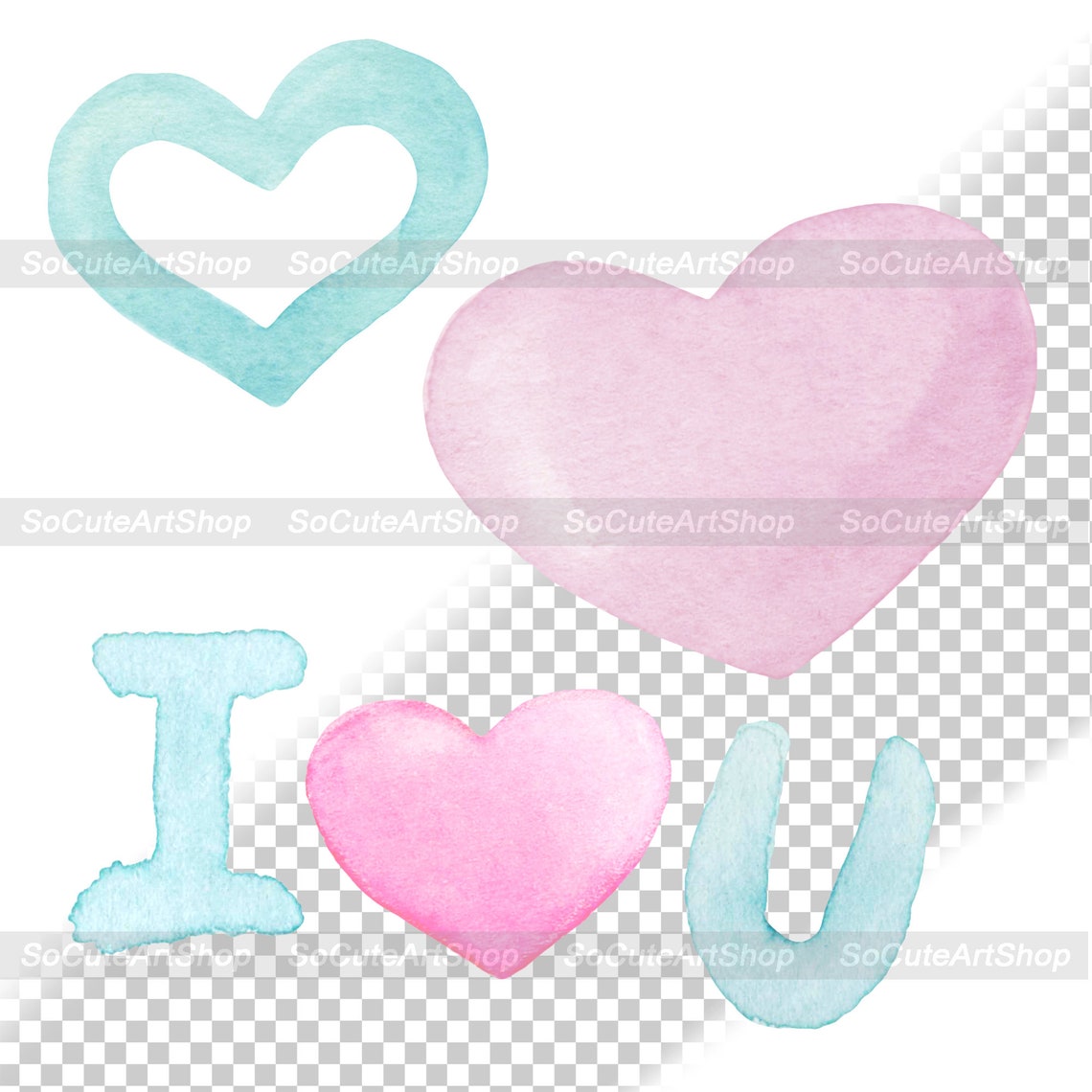 Watercolor Hearts Clipart for Valentines Day PNG Watercolor - Etsy