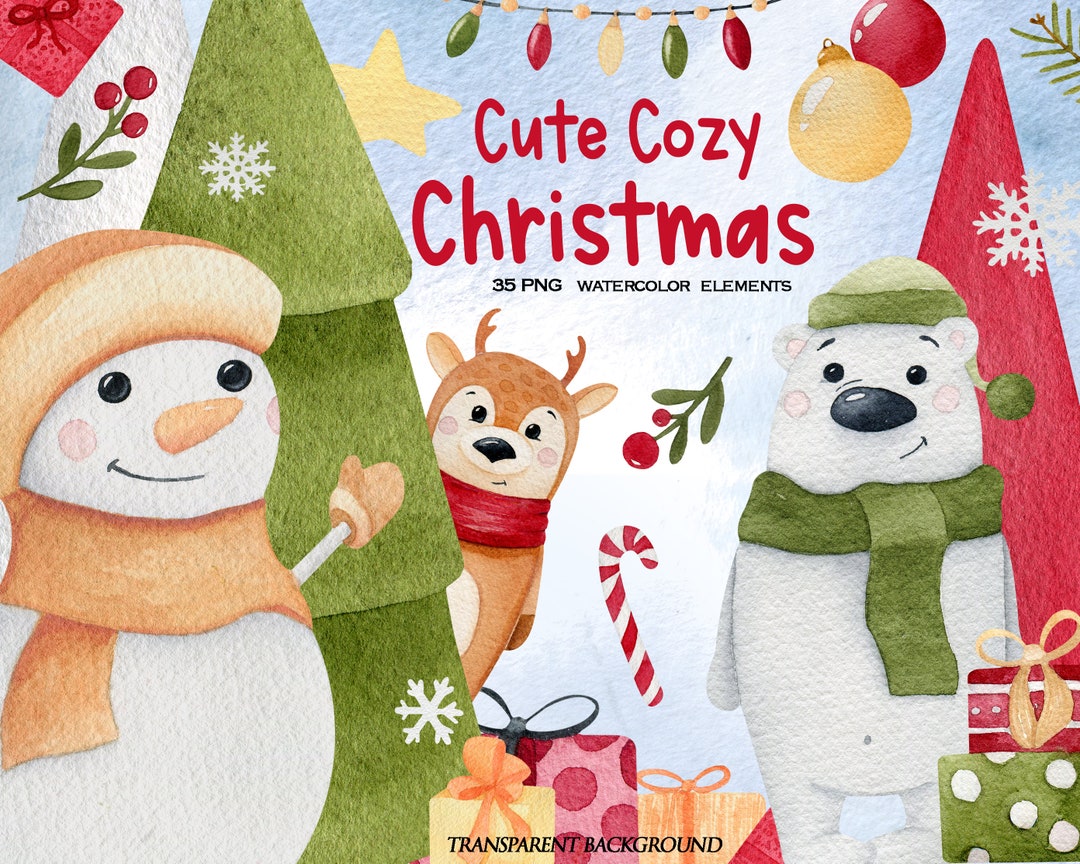 Watercolor Christmas Clipart Holiday PNG Elements/christmas - Etsy