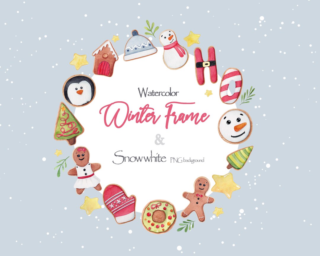 Watercolor Winter Frame Png Clipart. Christmas Border Clip Art. Free ...