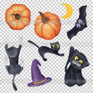 Watercolor Halloween Clipart Set Cute Happy Halloween Hand Painted Clip ...