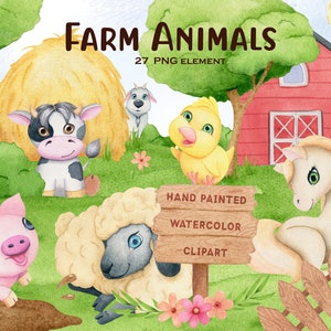 Cute Farm Animals Clipart, Watercolor Farm Png for Sublimation,stickers ...