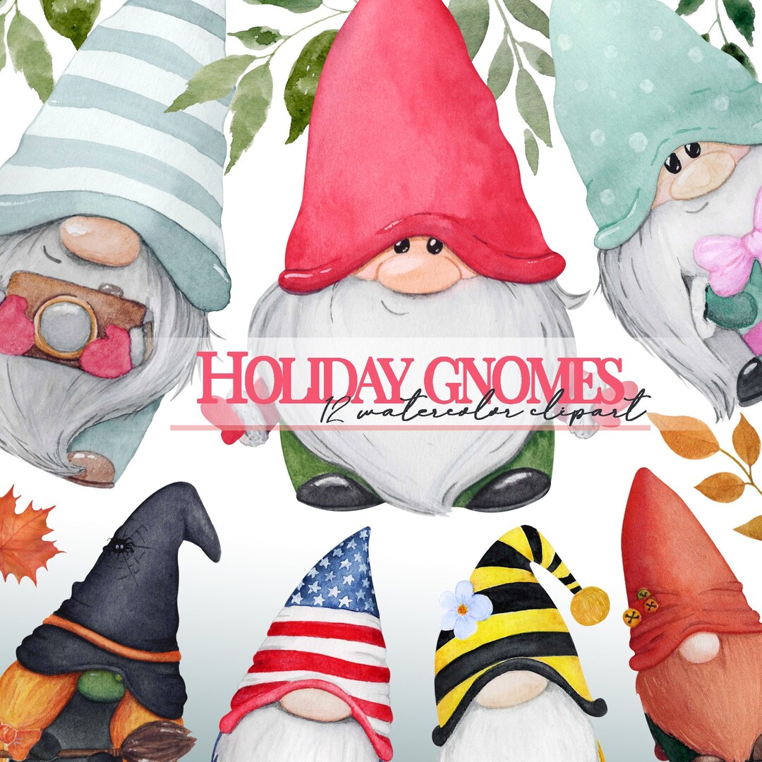 Watercolor Gnome Christmas Png Clipart. Holiday Gnome Clip Art, Free ...