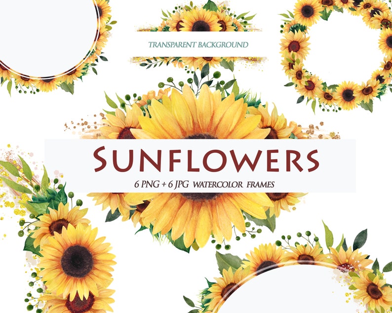 Watercolor Sunflower Png Clipart, Sunflower Frame, Floral Clip Art ...