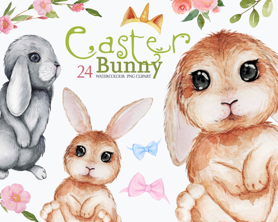 Watercolor Easter Bunny PNG Clipart, Spring Png Clipart, Easter Rabbit ...