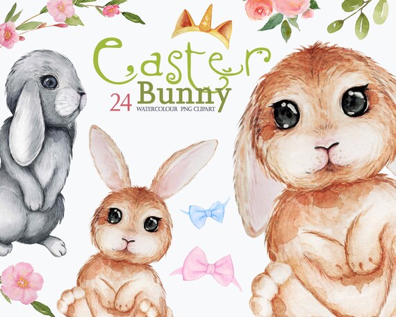 Watercolor Easter Bunny PNG Clipart Spring Png Clipart - Etsy