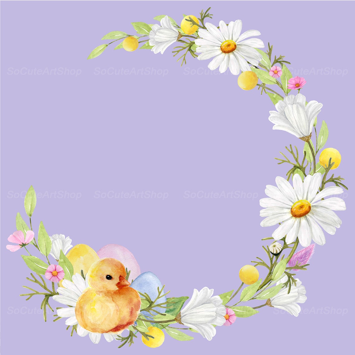 Easter Floral Frame Watercolor Clipart Spring Floral Clipart | Etsy