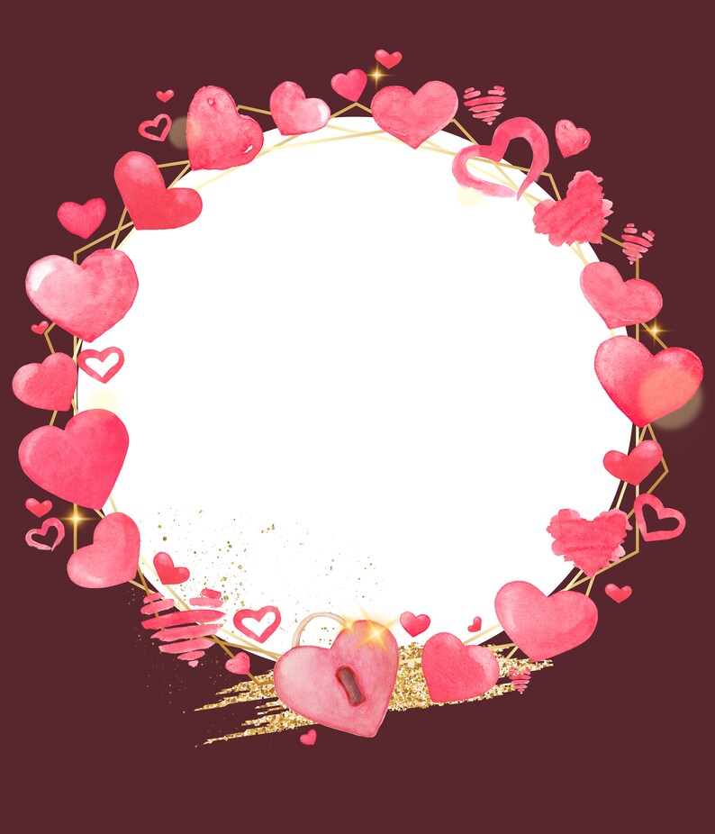 Watercolor Valentines Day Frame Png Clipart. Handdrawn Seamless Border ...