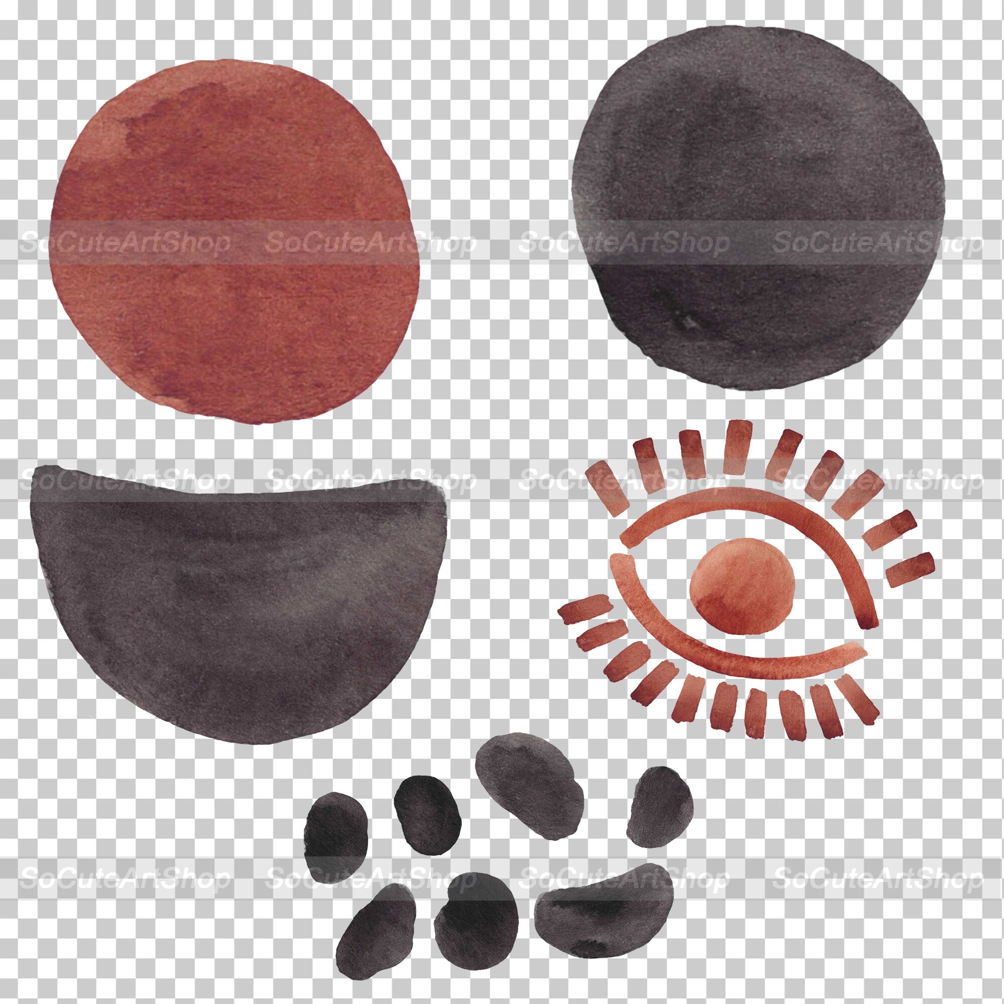 Watercolor Botanical Abstract Boho Clipart. Watercolor - Etsy