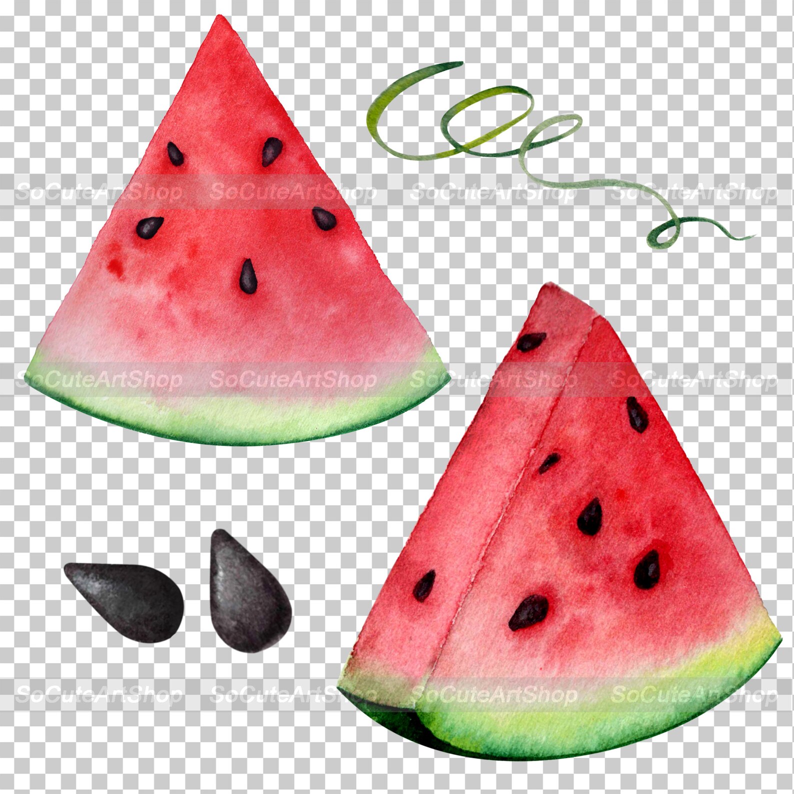 Watercolor Watermelon Clipart Set for Summer Party Invitations, Instant ...