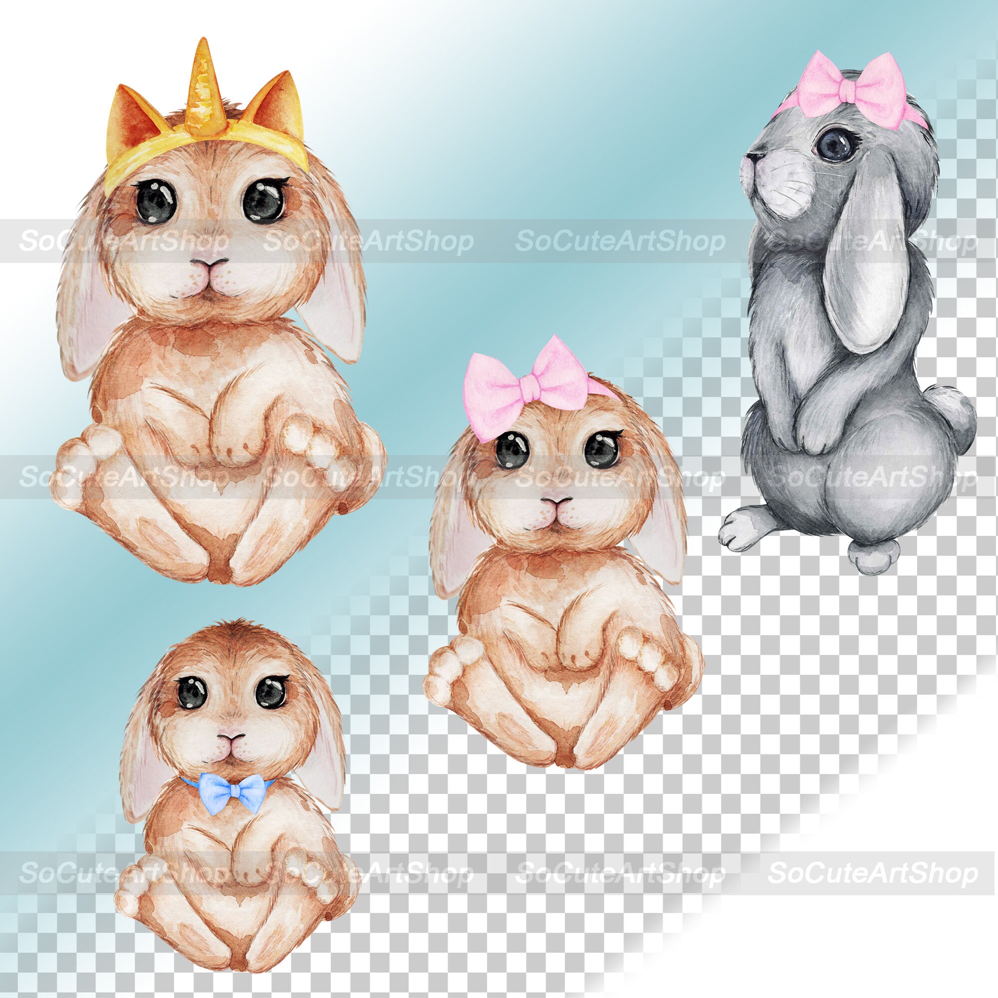 Watercolor Easter Bunny PNG Clipart, Spring Png Clipart, Easter Rabbit ...