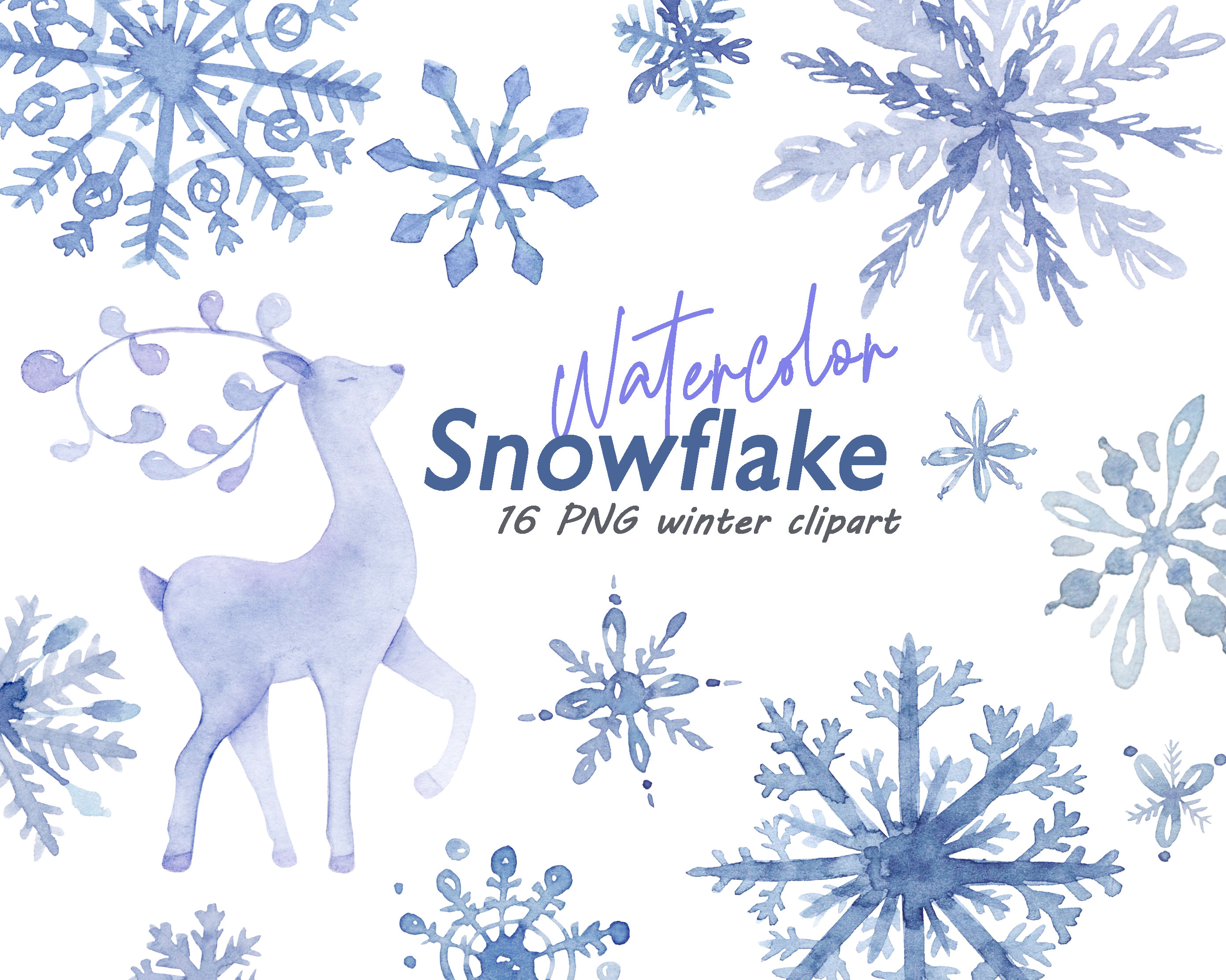 Watercolor Snowflakes Clipart, Watercolor Snow Perfect for Diy ...