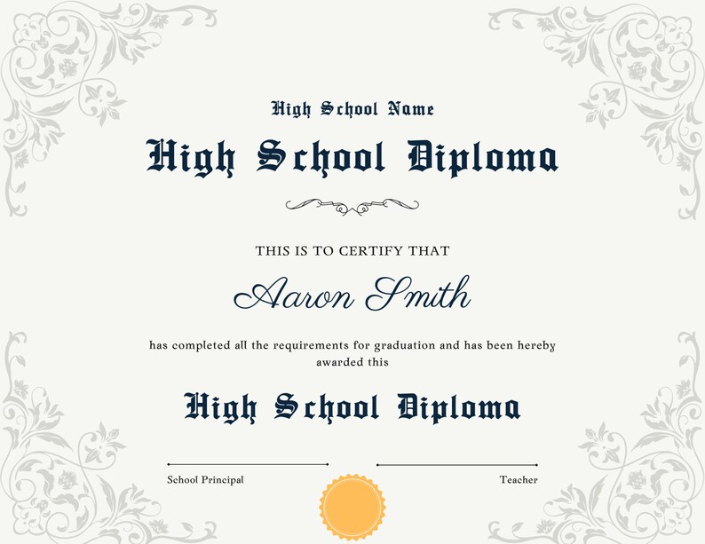 Diploma Template, Graduation Diploma, High School Diploma, Homeschool ...