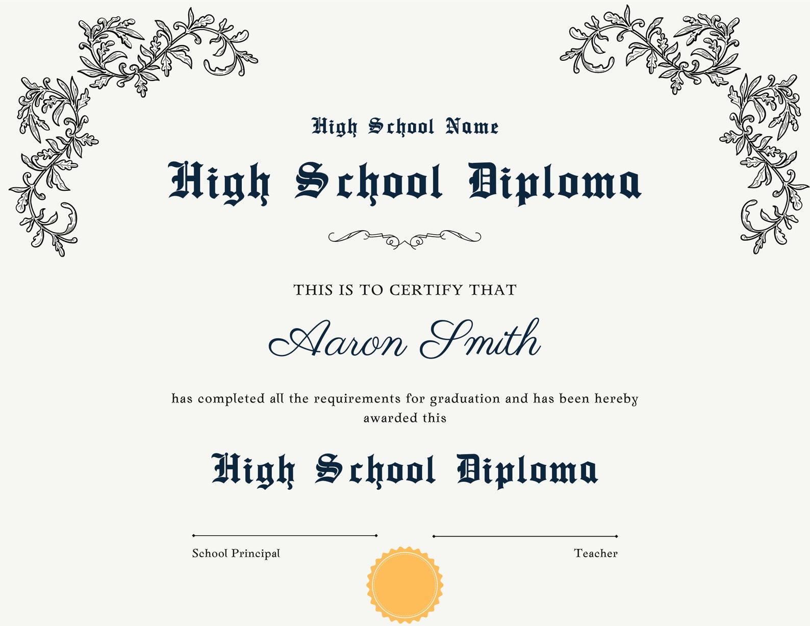 Diploma Template, Graduation Diploma, High School Diploma, Homeschool ...
