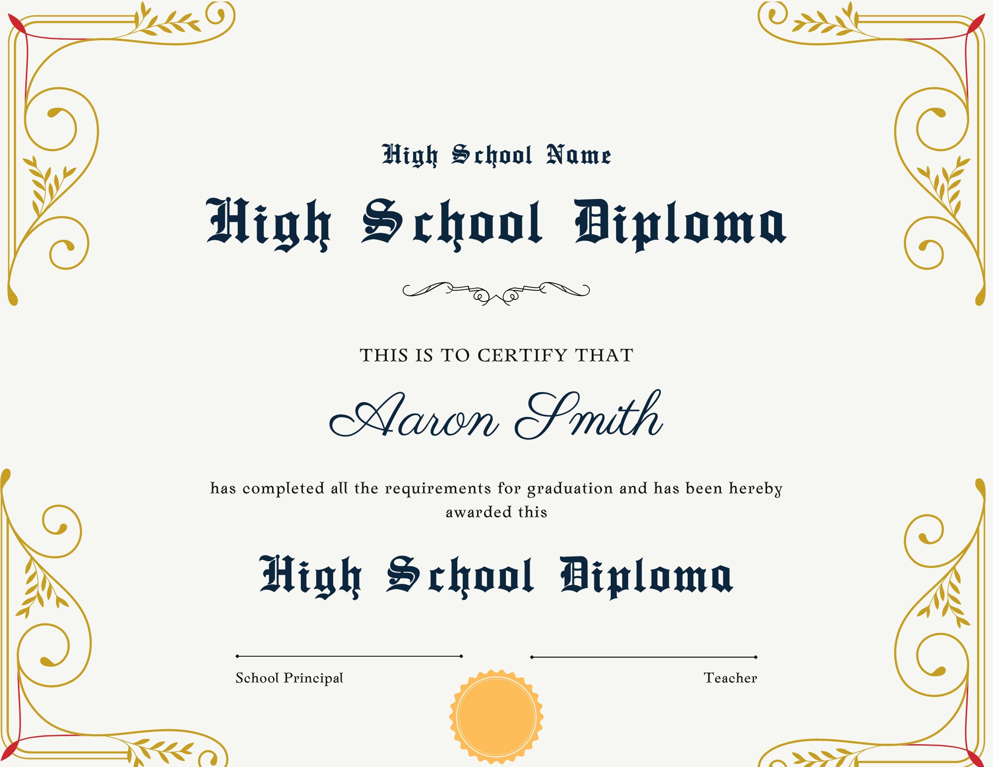 Diploma Template, Graduation Diploma, High School Diploma, Homeschool ...