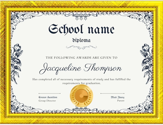 Homeschool Diploma Template Certificate of Completion Home - Etsy