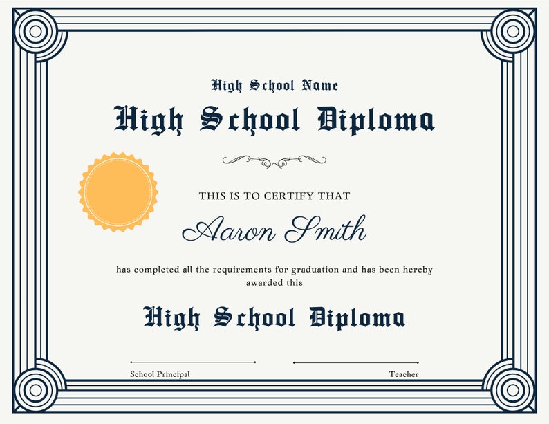Diploma Template, Graduation Diploma, High School Diploma, Homeschool ...