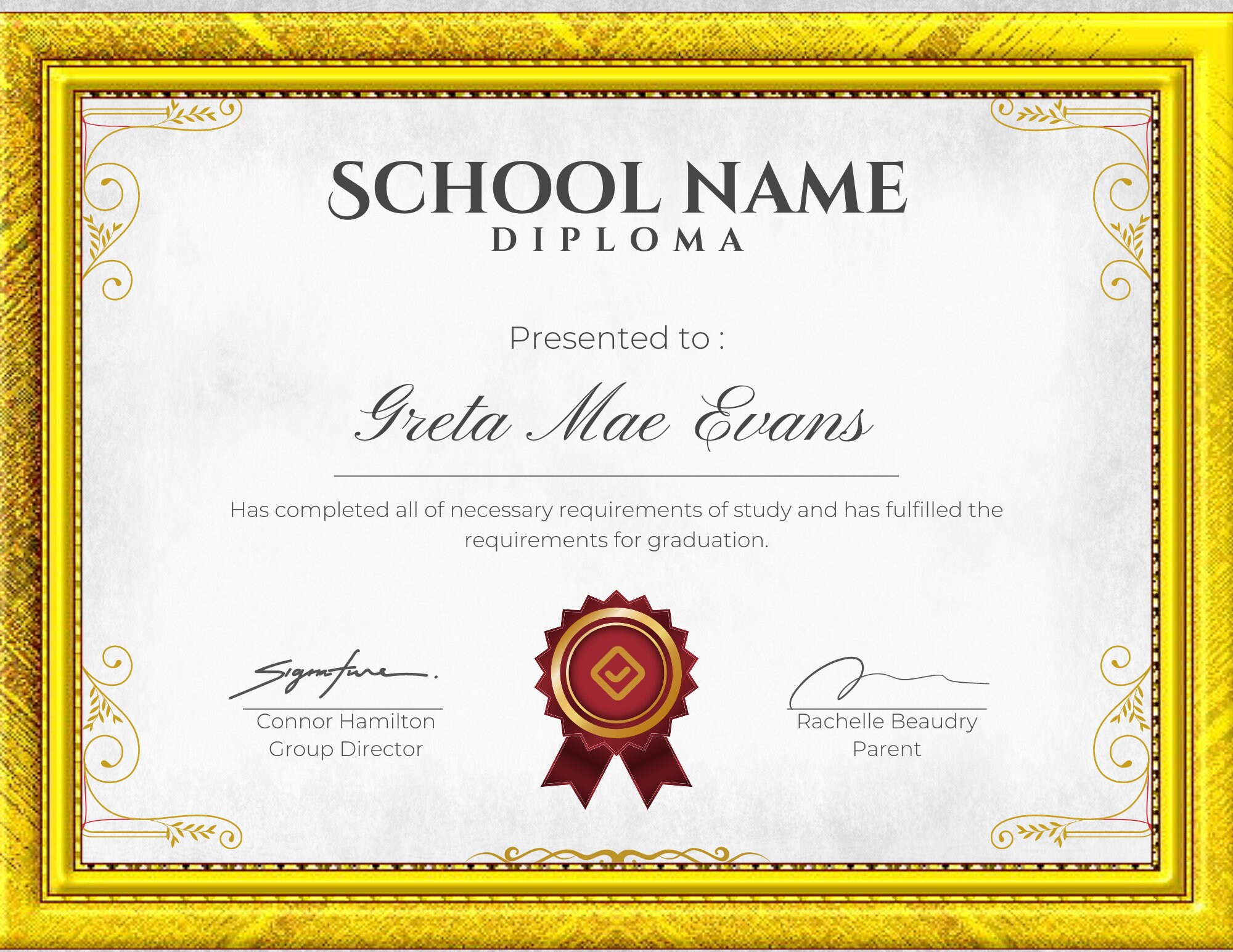 Homeschool Diploma Template, Certificate of Completion, Home School ...