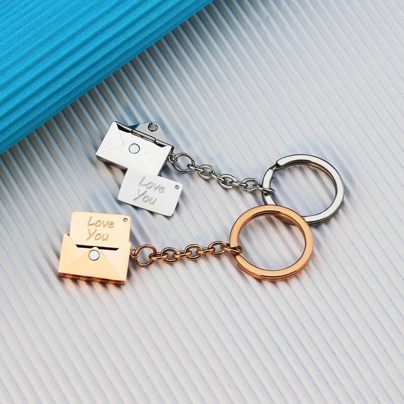 Custom Love Letter Envelope Keychain Stainless Steel Jewelry Confession ...