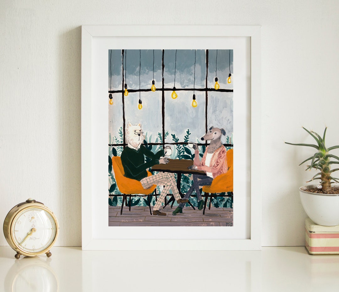 Doggy Tea Time, Dogs Drinking Tea, Art Print in Sizes A5, A4, Picture ...