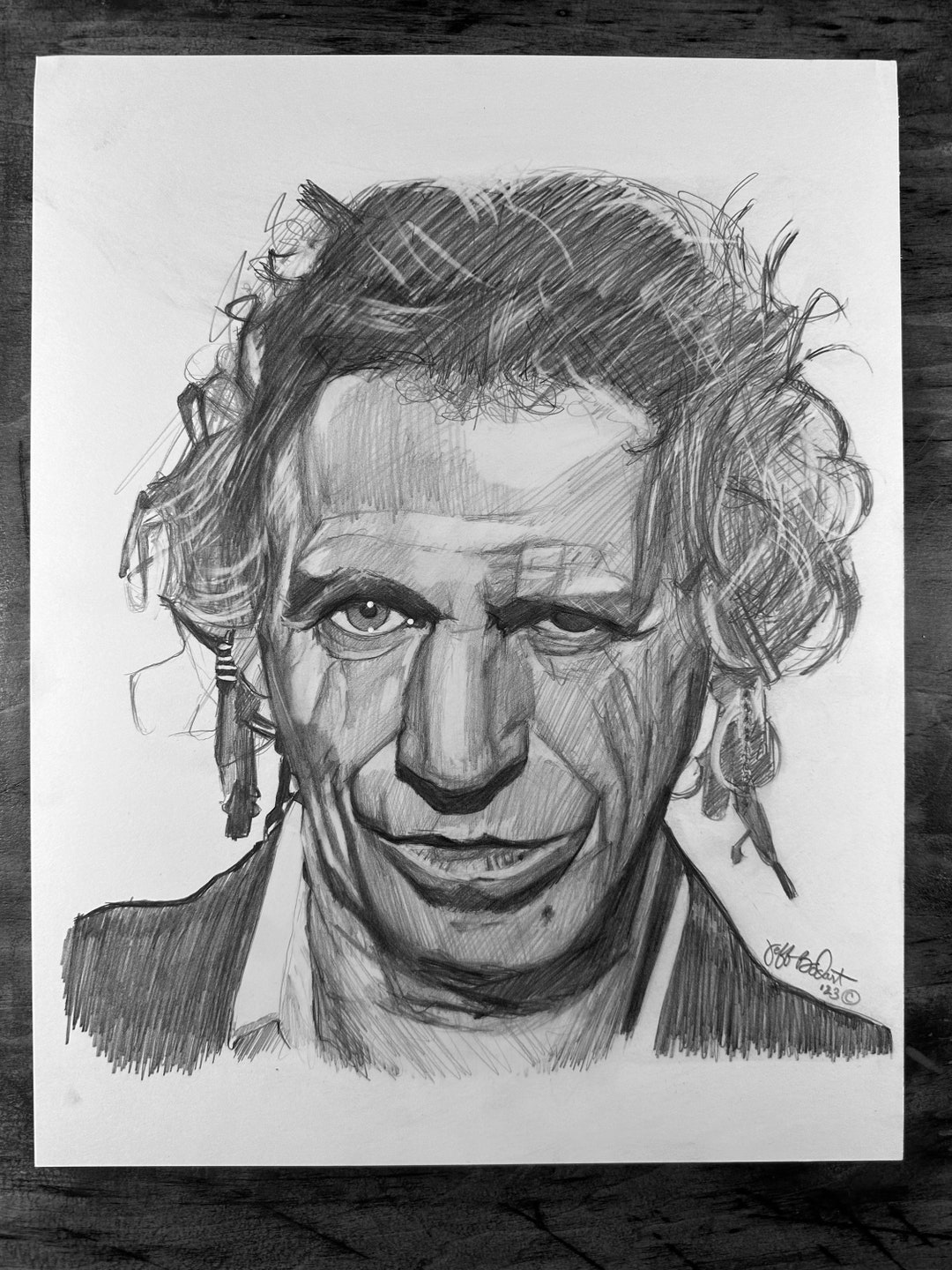 Keith Richards Original Hand Drawn Pencil Portrait. - Etsy