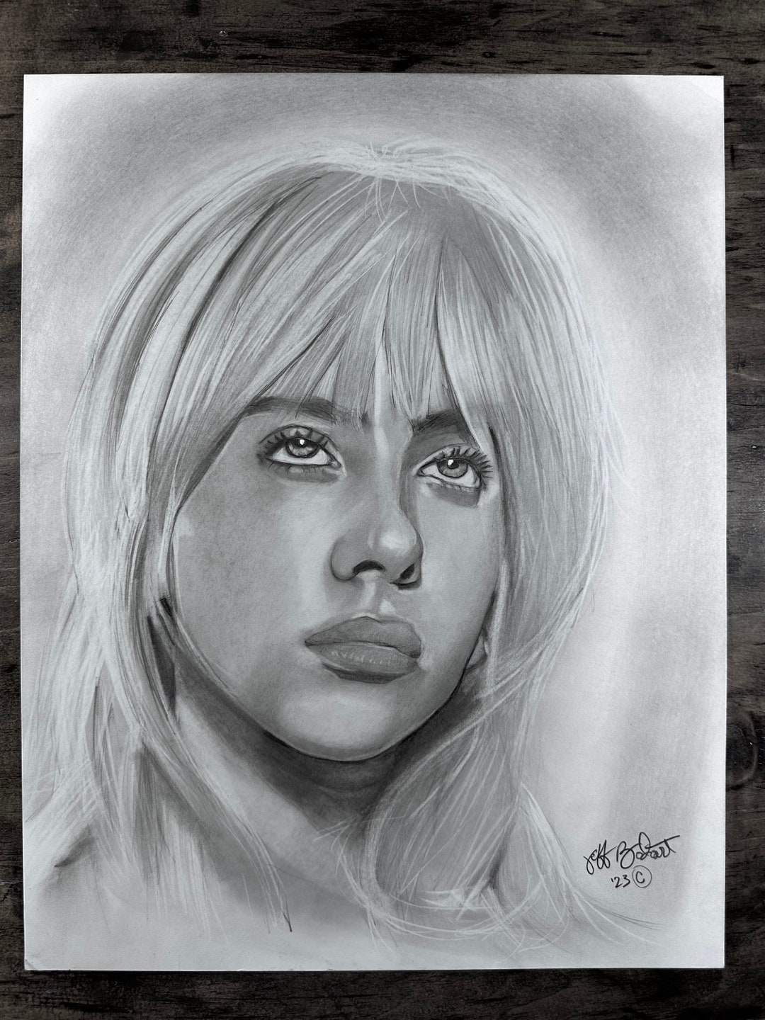 Billie Eilish Original Hand Drawn Pencil Portrait. - Etsy