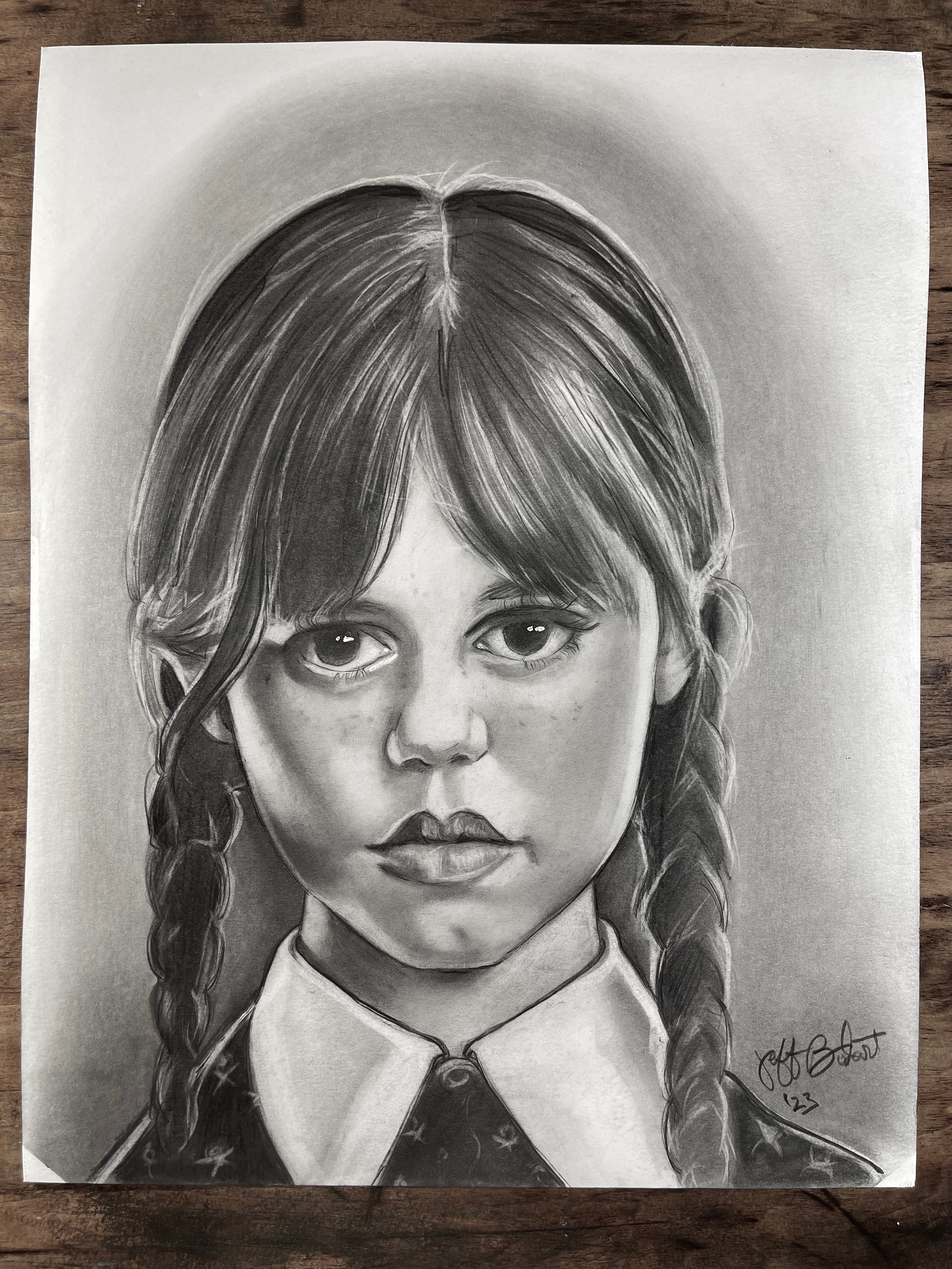 Jenna Ortega / Wednesday Addams Original Hand Drawn Pencil - Etsy