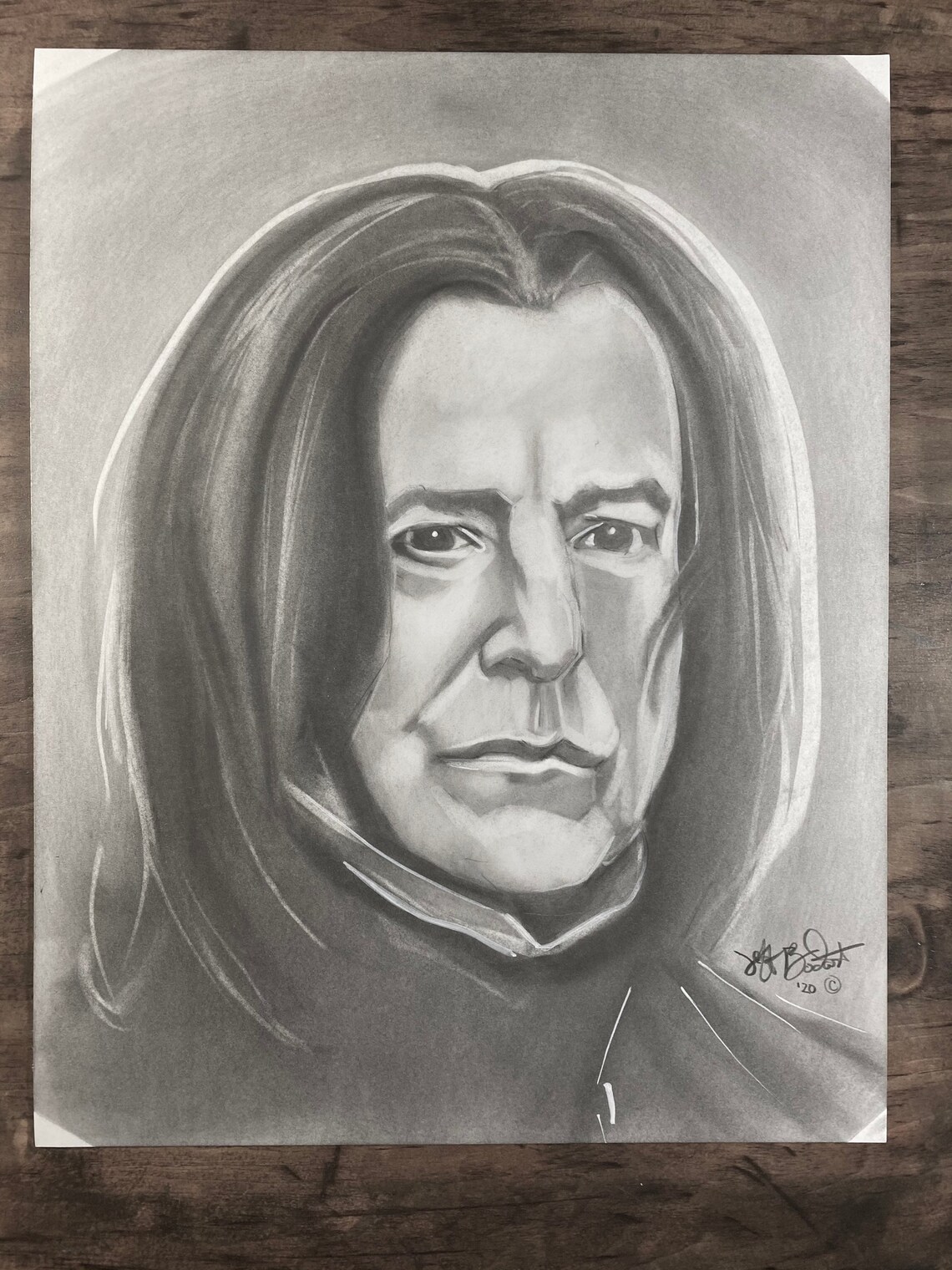 Alan Rickman as Severus Snape hand drawn pencil portrait | Etsy