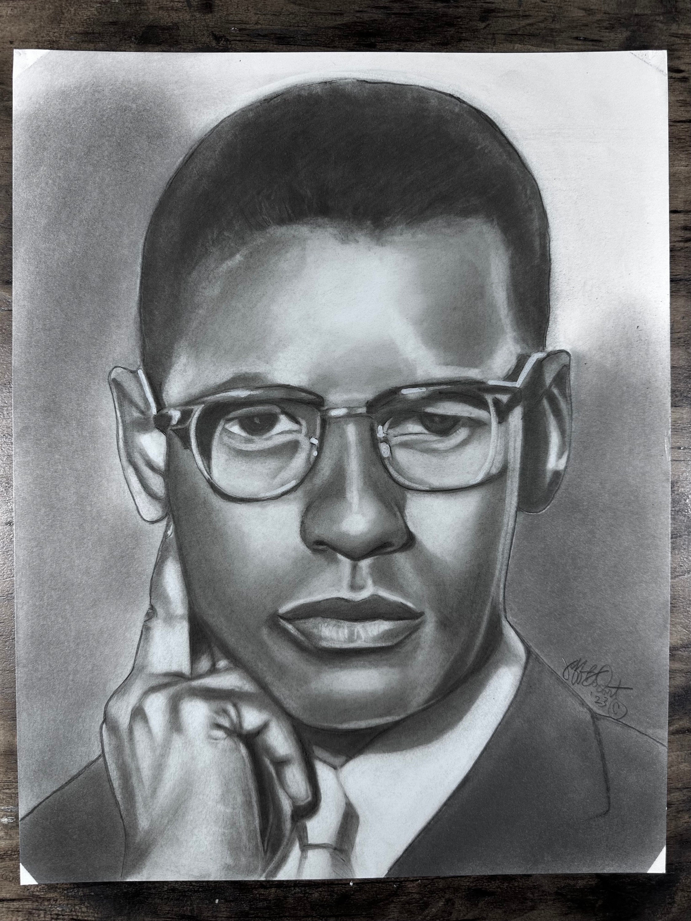 Denzel Washington as Malcolm X Original Hand Drawn Pencil Portrait. - Etsy