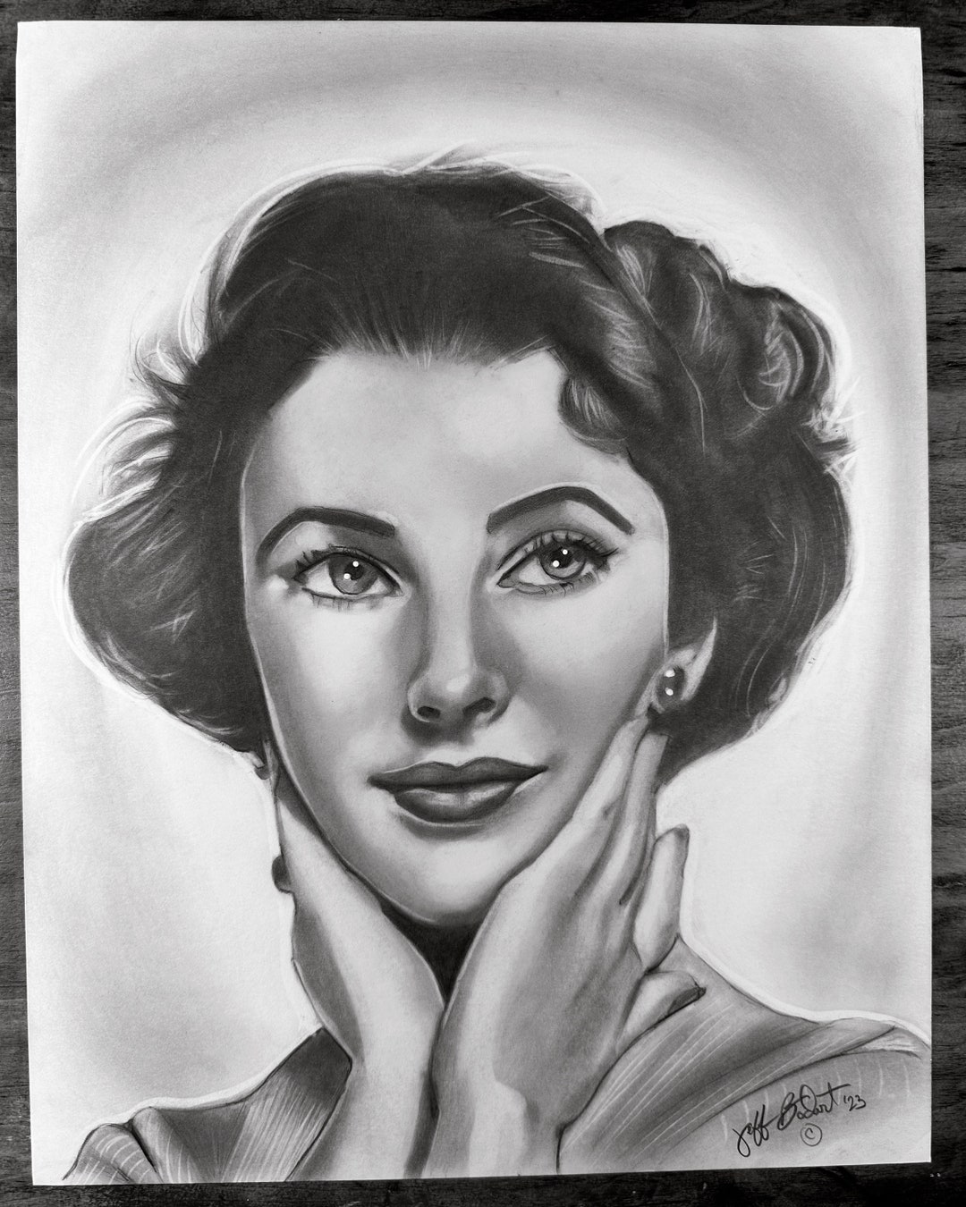 Elizabeth Taylor Original Hand Drawn Pencil Portrait. - Etsy