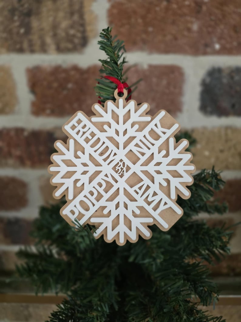 Personalized Family Names Snowflake Ornament | Acrylic Christmas Gift ...