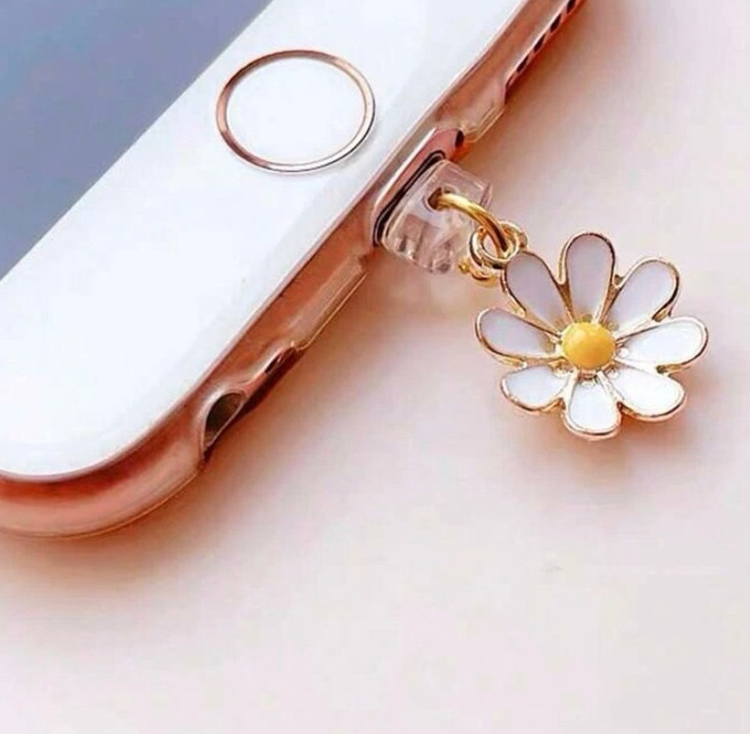 Gold Plated Daisy Flower Dust Plug Charms, Daisy Flower Phone Charms ...