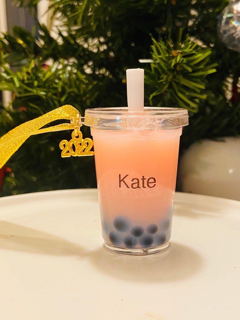 Custom Name Boba Ornament Liquid Shaker Boba Milk Tea - Etsy