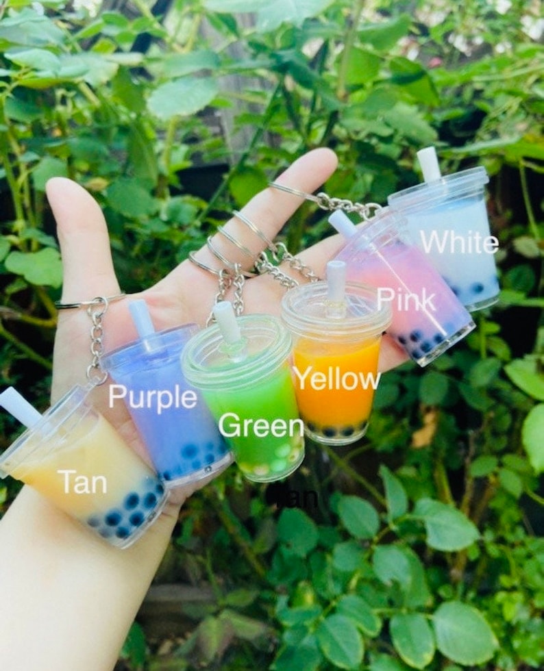 Liquid Boba Tea Keychain, Bubble Tea Key Chain, Bubble Milk Tea Keyring ...
