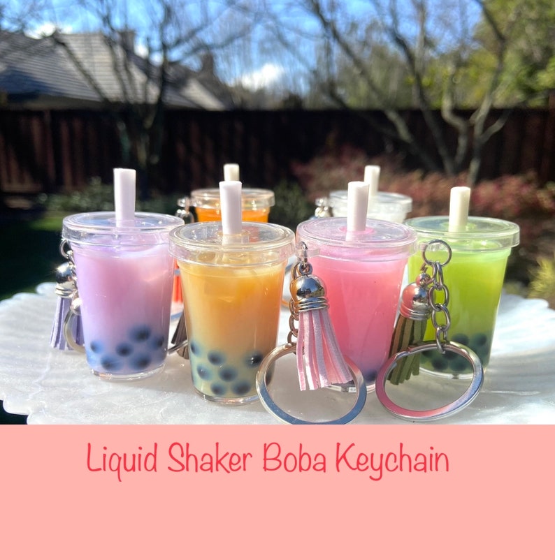 Liquid Boba Tea Keychain, Bubble Tea Key Chain, Bubble Milk Tea Keyring ...