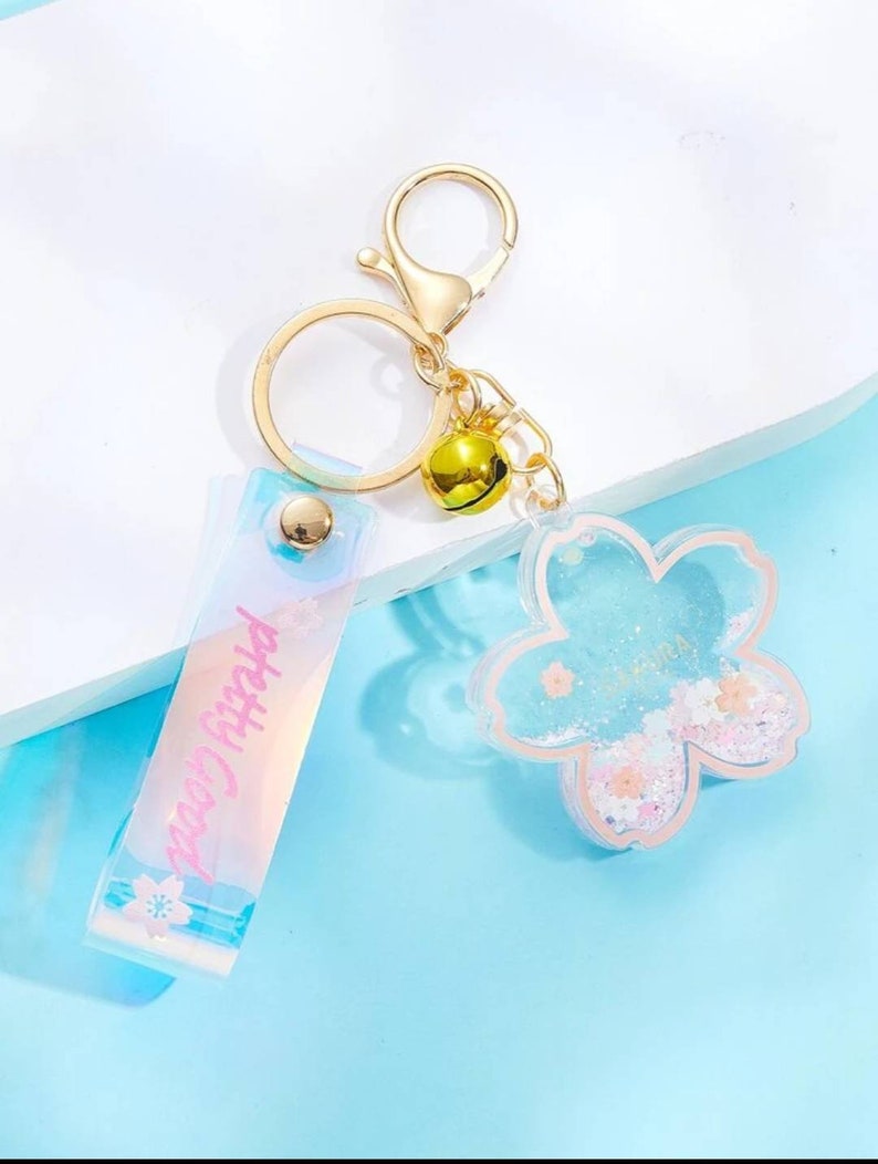 Personalizd Sakura Liquid Shaker Keychain/custom Sakura Liquid Keychain ...