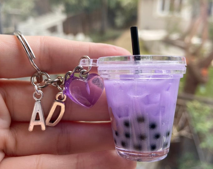 Kitty Cat Sakura Milk Tea Boba Oil Liquid Shaker Keychain Kawaii School ...