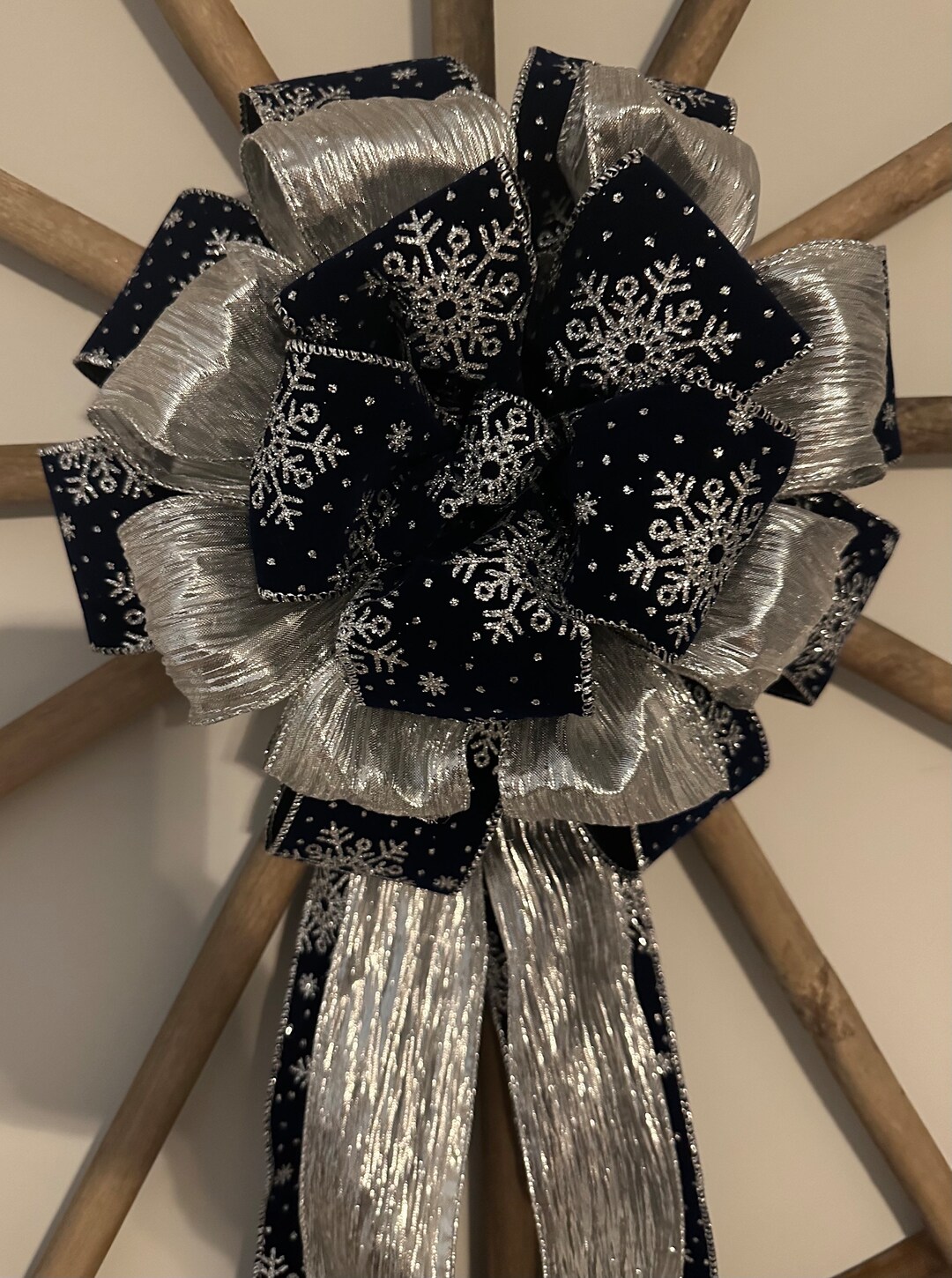 Black Snow Christmas Tree Bow/ Topper (12 Inch) - Etsy