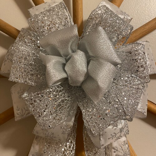 White Tree Topper / Christmas White Decorative Bow / - Etsy
