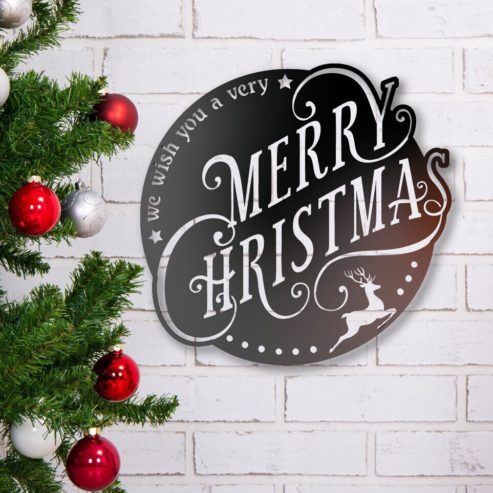 Merry Christmas Metal Sign - Etsy