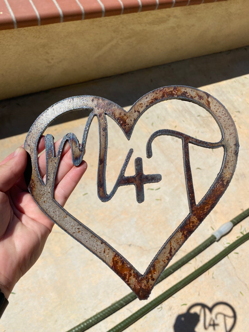 Personalized Letter Initial Metal Heart Sign - Etsy